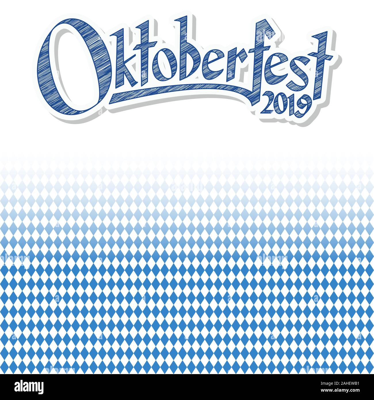 Oktoberfest background with blue-white checkered pattern and text ...