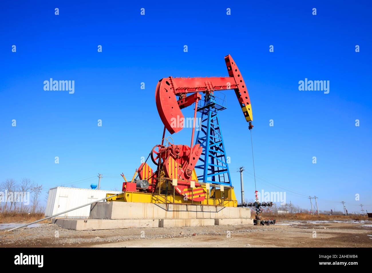 Oil field, oil pump in the work Stock Photo - Alamy