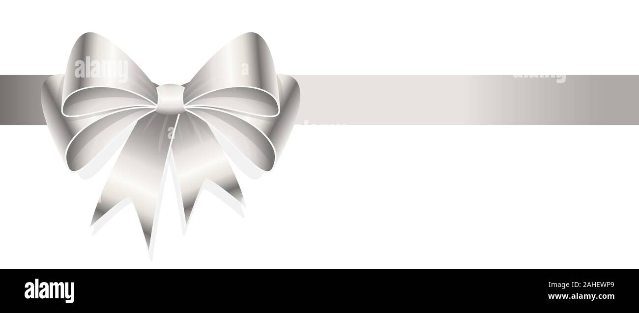 EPS 10 vector illustration of silver colored ribbon bow isolated on ...