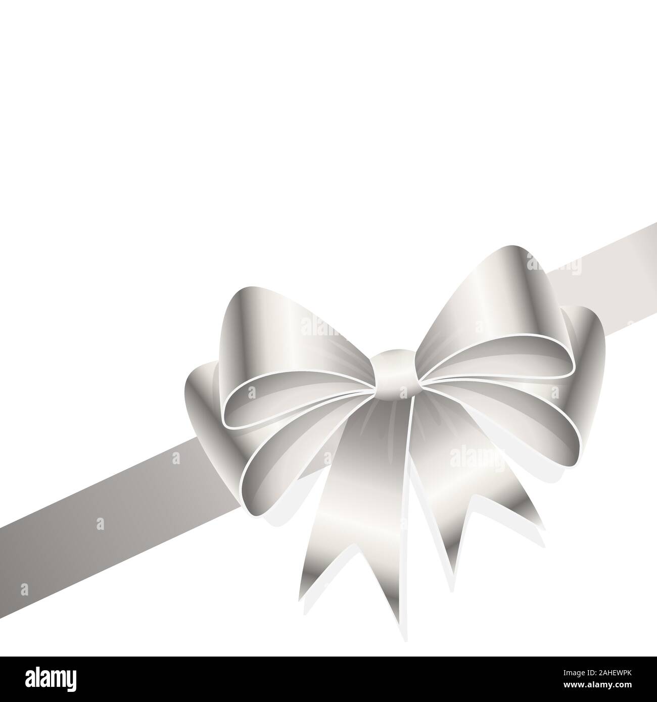 EPS 10 vector illustration of silver colored ribbon bow isolated on ...