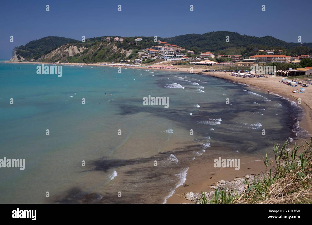 Agios Stefanos beach in North-West Corfu, Greece Stock Photo - Alamy