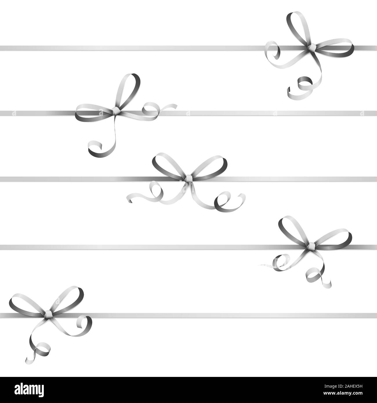 EPS 10 vector illustration of silver colored ribbon bow isolated on ...