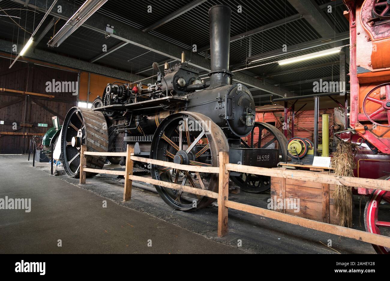 Large farming traction winding engine in a museum Stock Photo - Alamy
