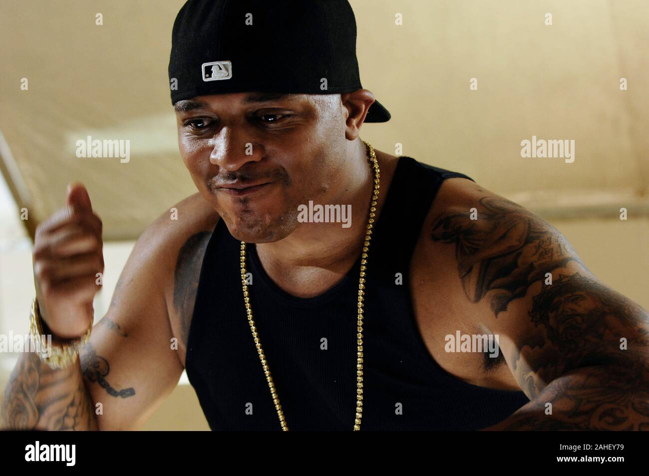 Rapper 40 Glocc on set of 40 Glocc "Damn" Music Video in Los Angeles ...