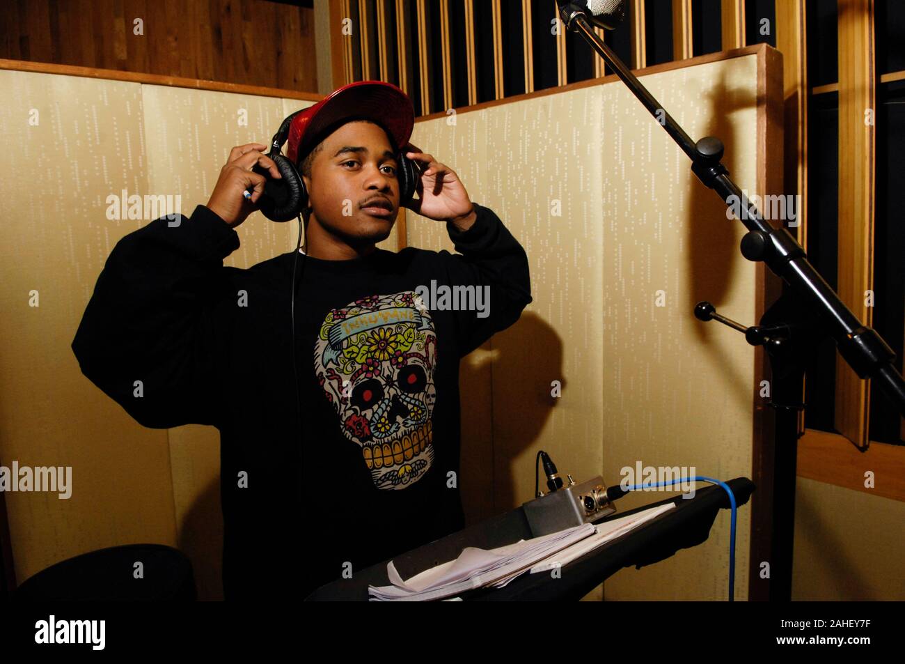 Rapper Dijon Shariff Thames aka Mann at a Recording Studio in Los ...