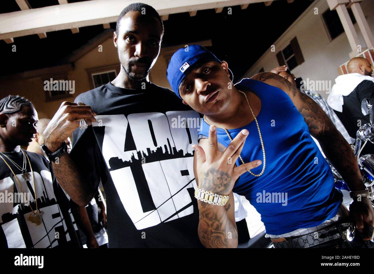 (L-R) Rappers Cashis and 40 Glocc on set of 40 Glocc "Damn" Music Video ...
