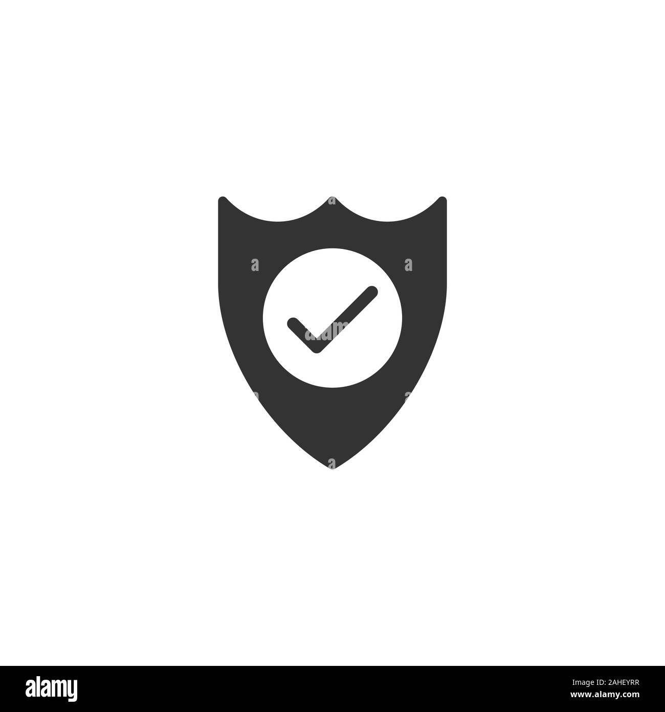Shield with check mark icon in flat style. Protect vector illustration ...