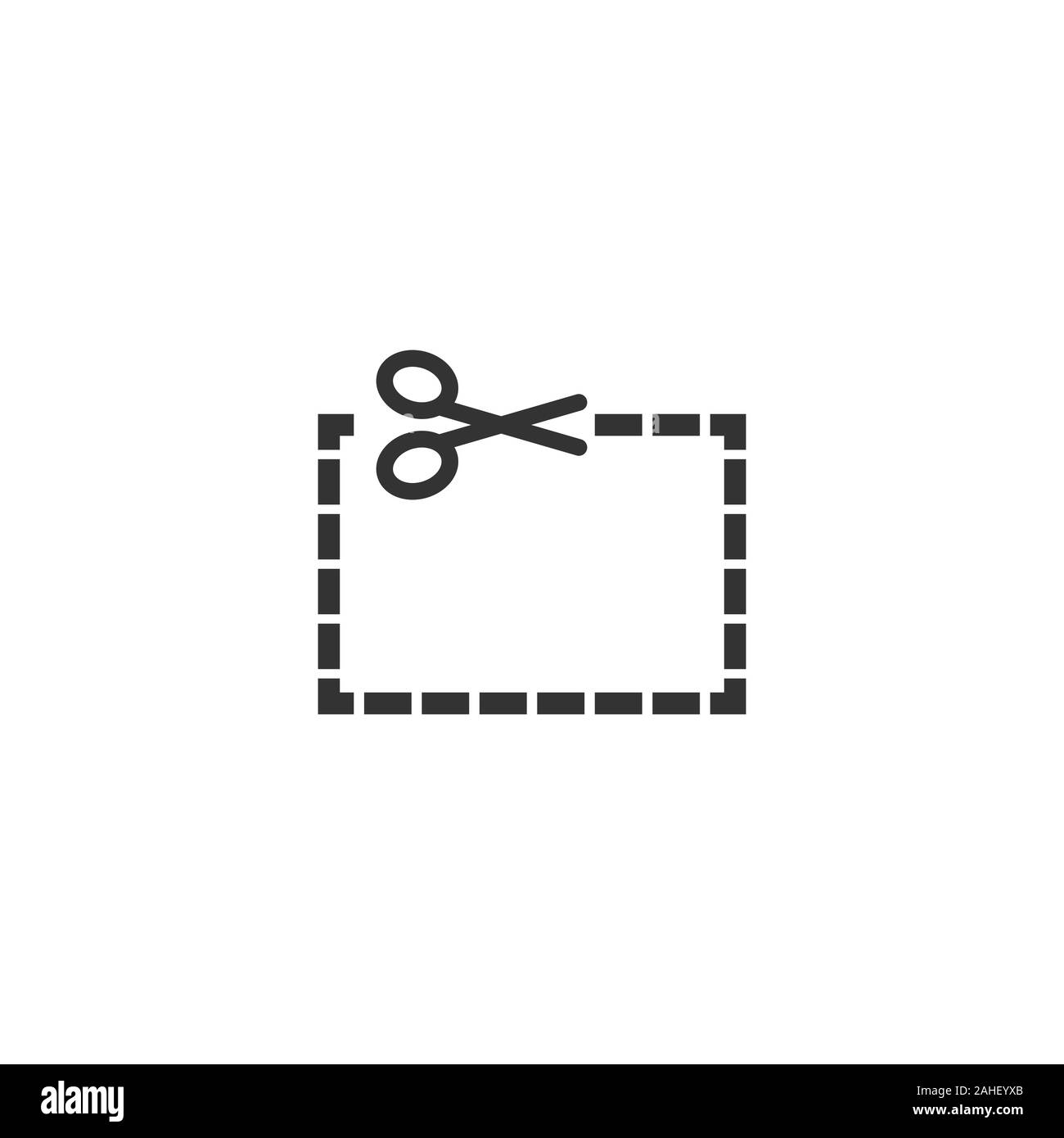 Coupon cut lines icon in flat style. Scissors snip sign vector ...