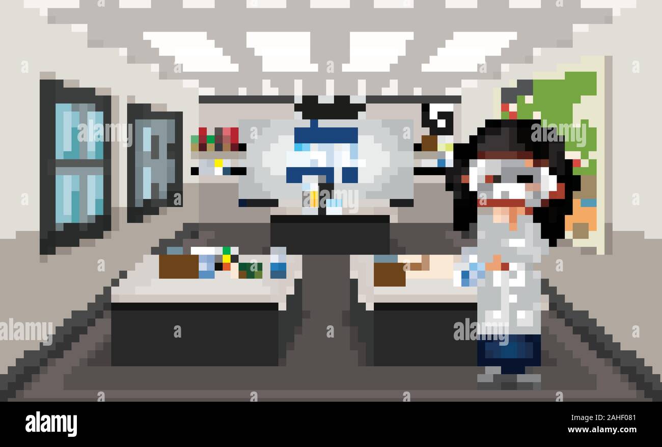 Scientist standing in the science classroom illustration Stock Vector ...