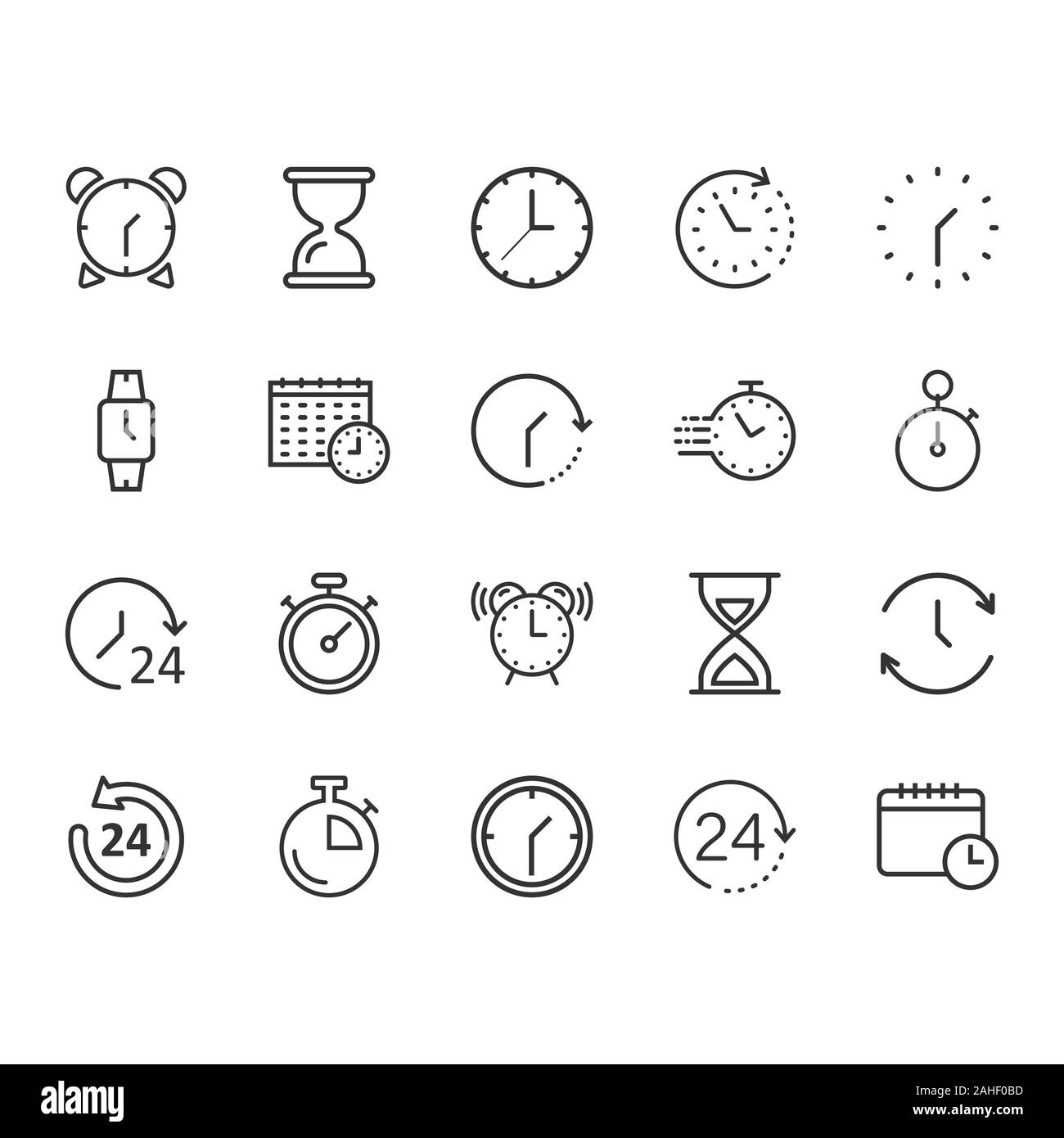 Time icon set in flat style. Agenda clock vector illustration on white ...