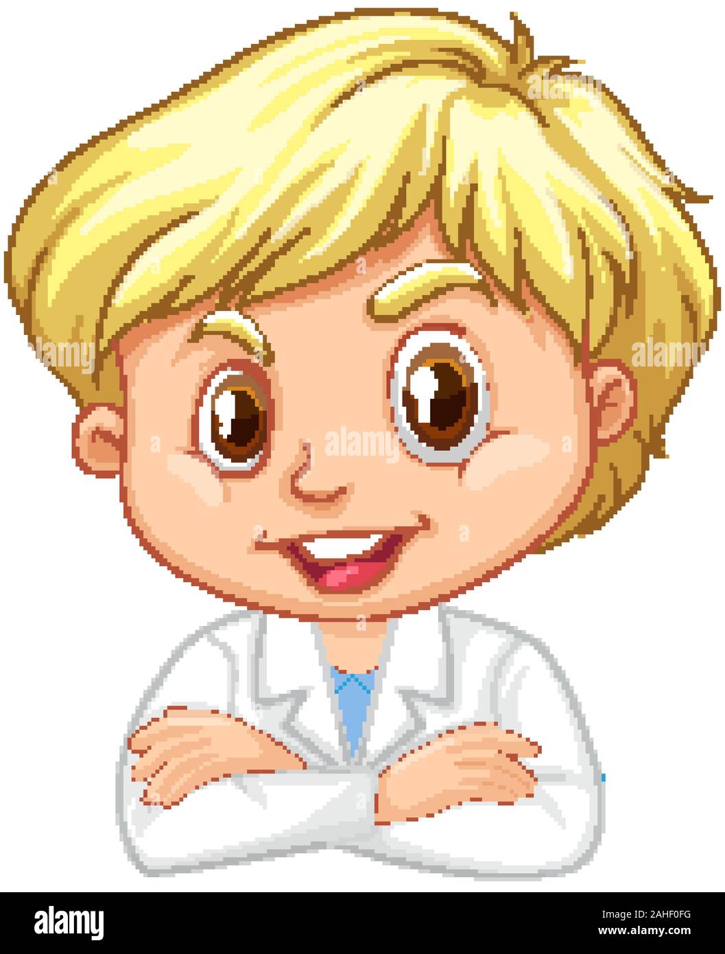 Boy in science gown on white background illustration Stock Vector Image ...