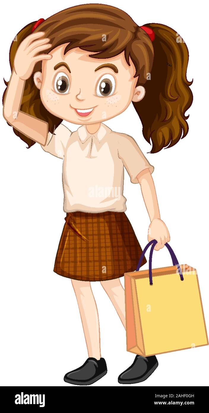 One happy girl paper bag illustration Stock Vector Image & Art - Alamy