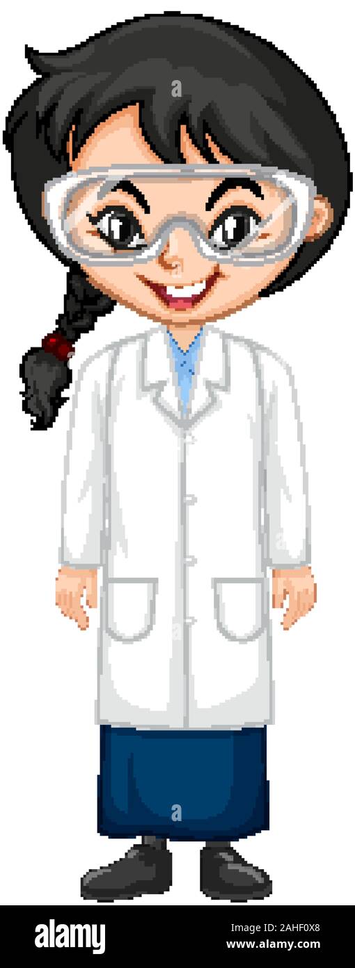 Girl in science gown on white background illustration Stock Vector ...