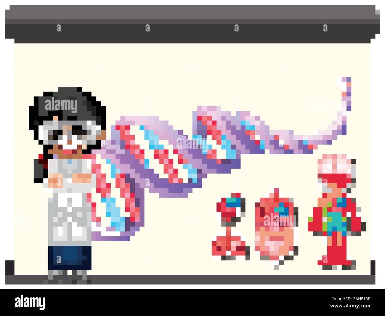 Scientist with diagram of human DNA illustration Stock Vector Image ...