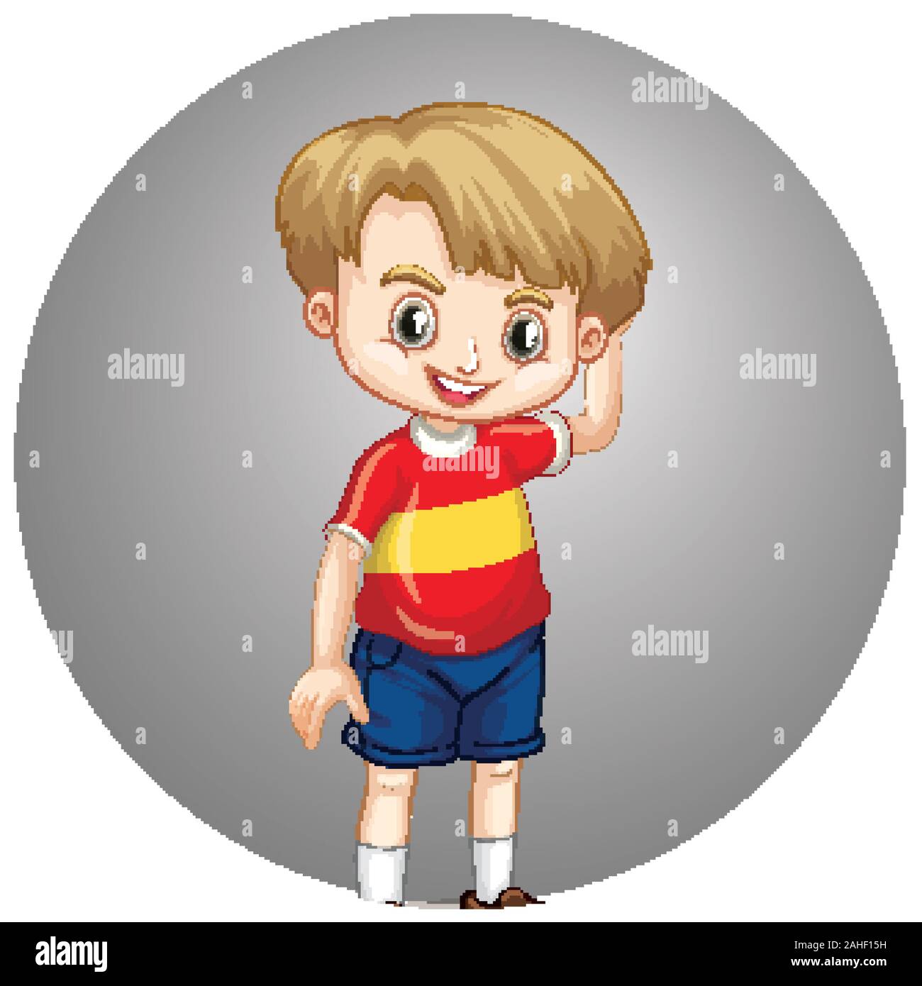 Cute boy on round background illustration Stock Vector Image & Art - Alamy