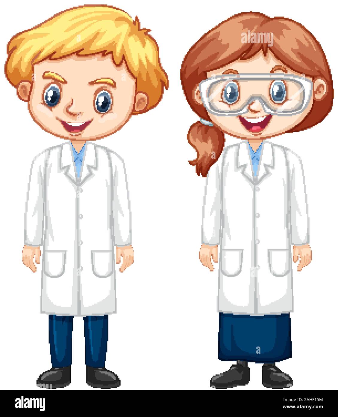 Boy and girl in science gown illustration Stock Vector Image & Art - Alamy