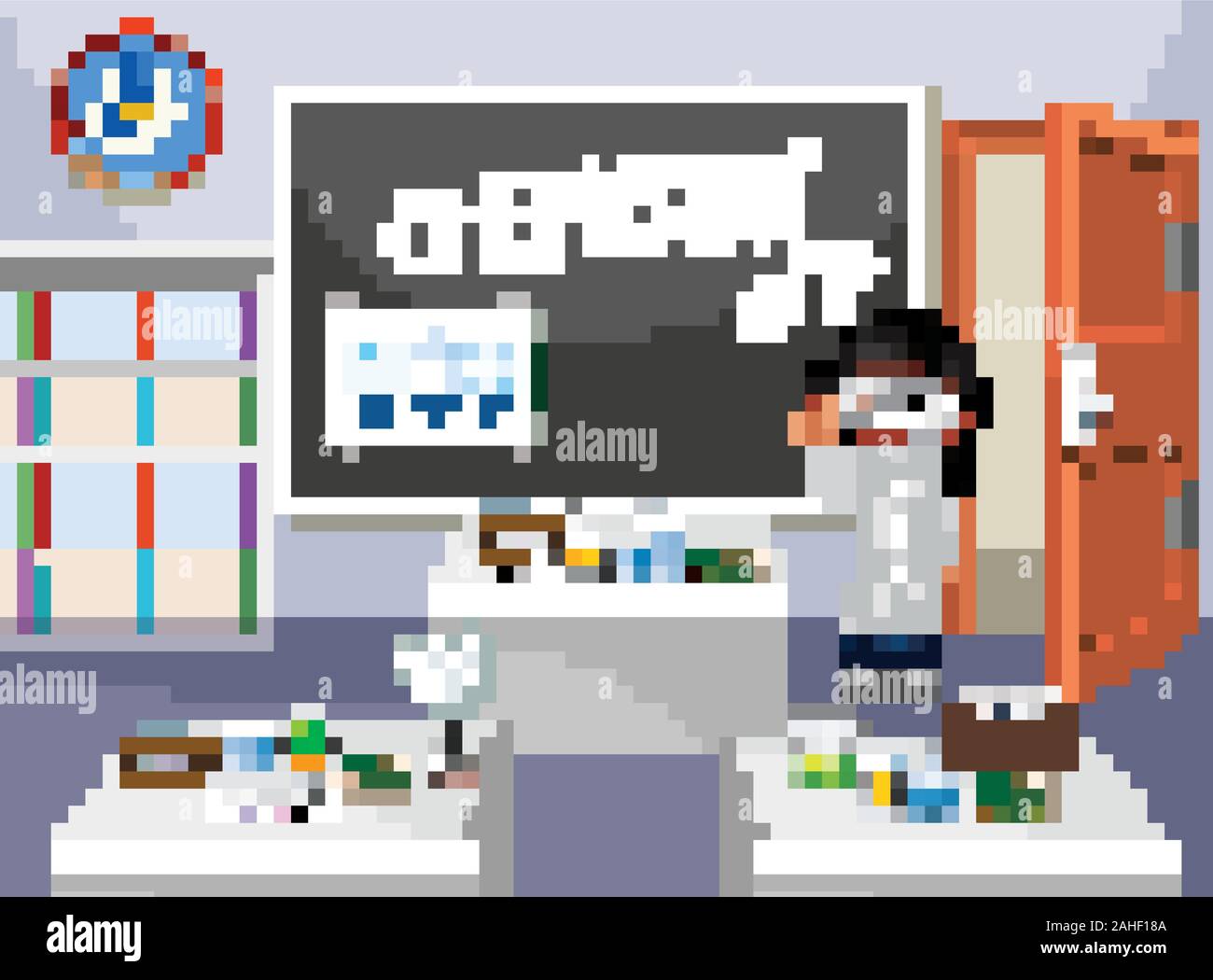 Classroom scene with science student in front of the class illustration ...