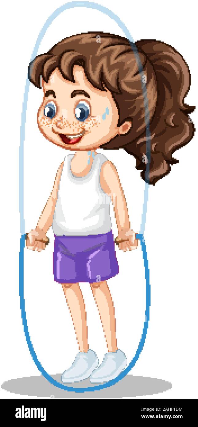 Girl jumping rope on isolated background illustration Stock Vector ...