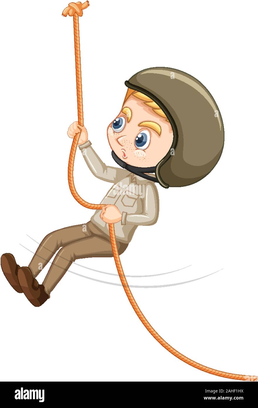 Boy climbing rope on isolated background illustration Stock Vector ...