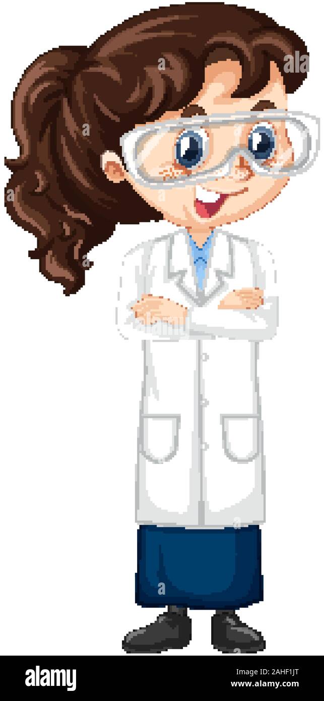 Girl in lab gown on isolated background illustration Stock Vector Image ...