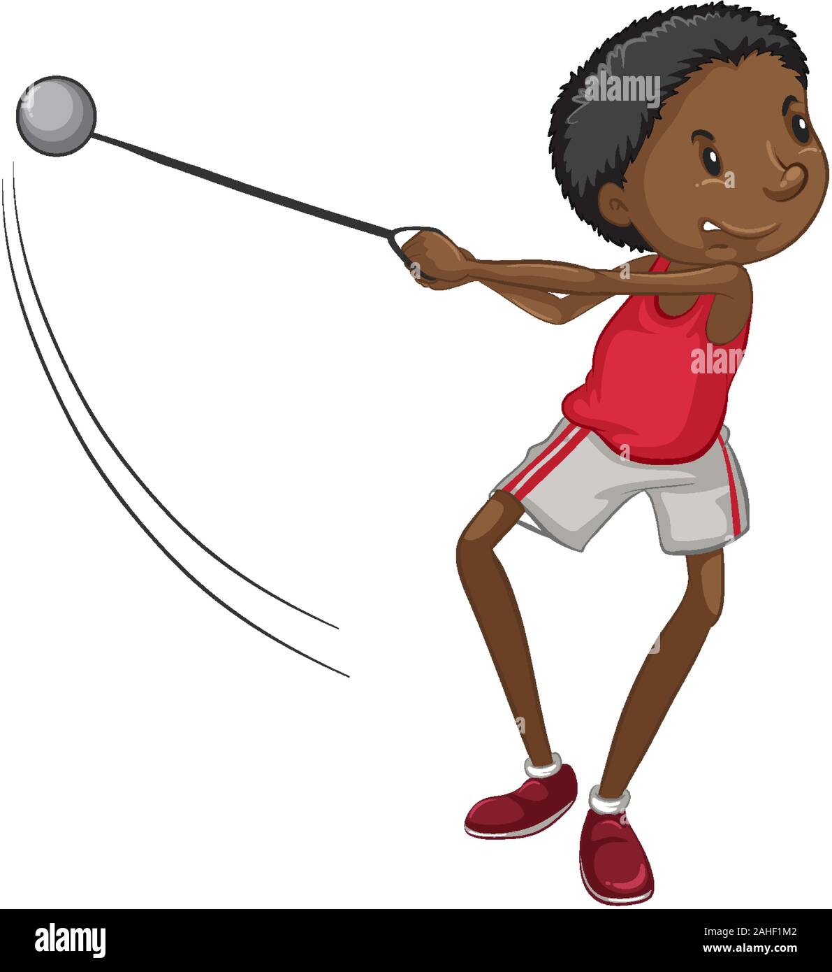 Athlete doing hammer throw on white background illustration Stock ...
