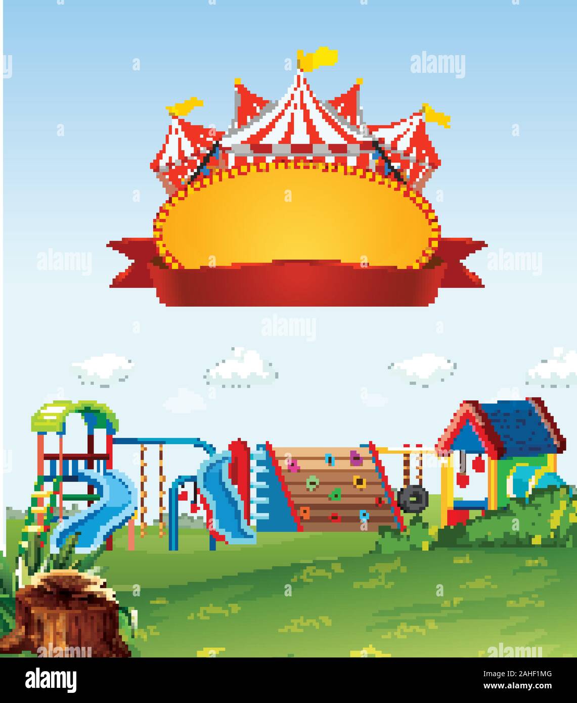 Background scene of playground with sign template illustration Stock ...