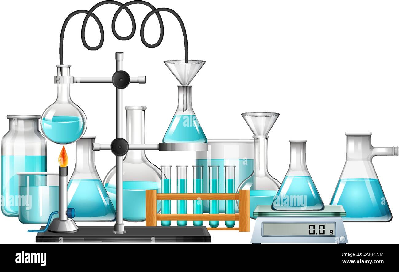 Science equipments on white background illustration Stock Vector Image ...