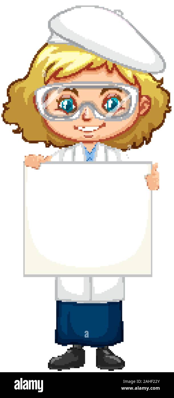 Girl in science gown on white background illustration Stock Vector ...