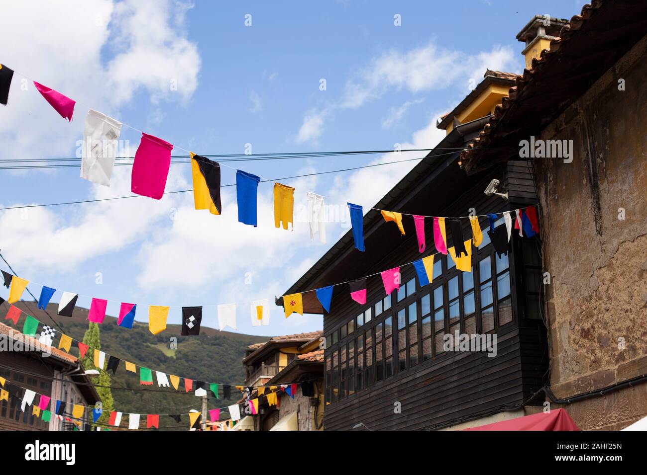 Colorful garland of triangular shape Stock Photo - Alamy