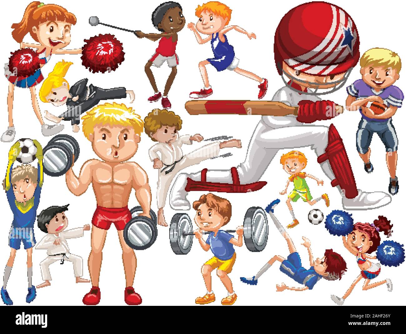 Set of people doing different types of sports illustration Stock Vector ...