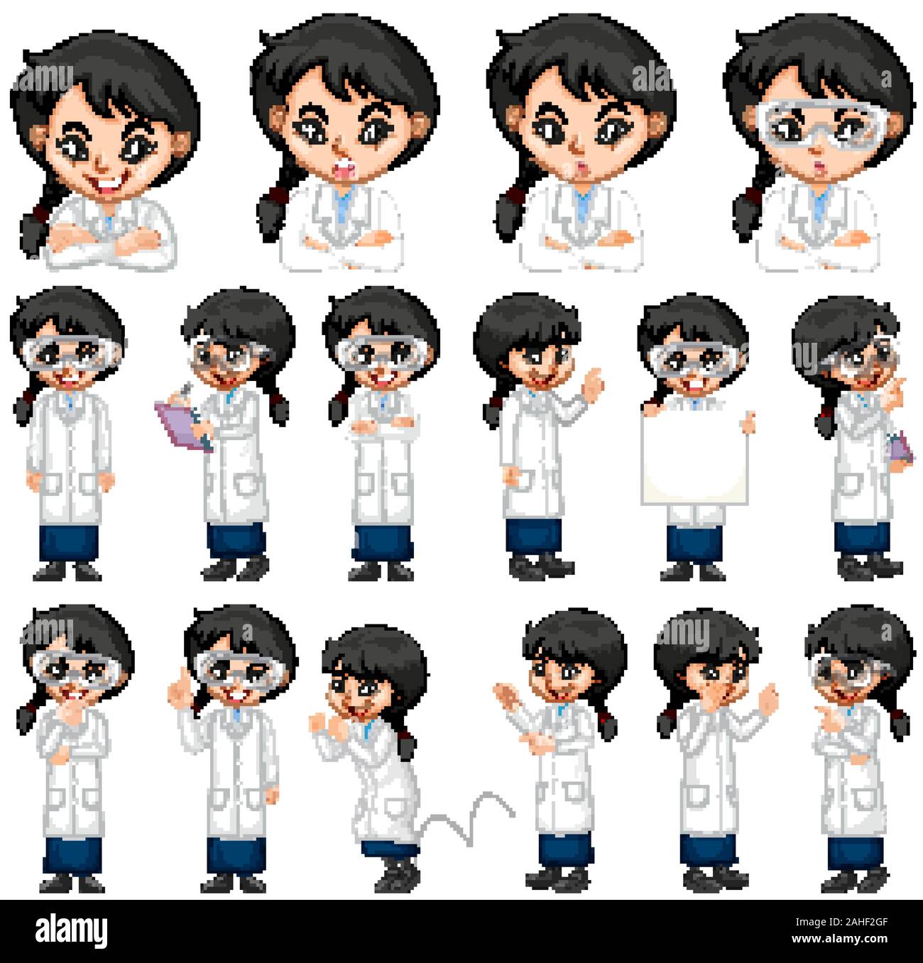 Set of science student in different poses illustration Stock Vector ...