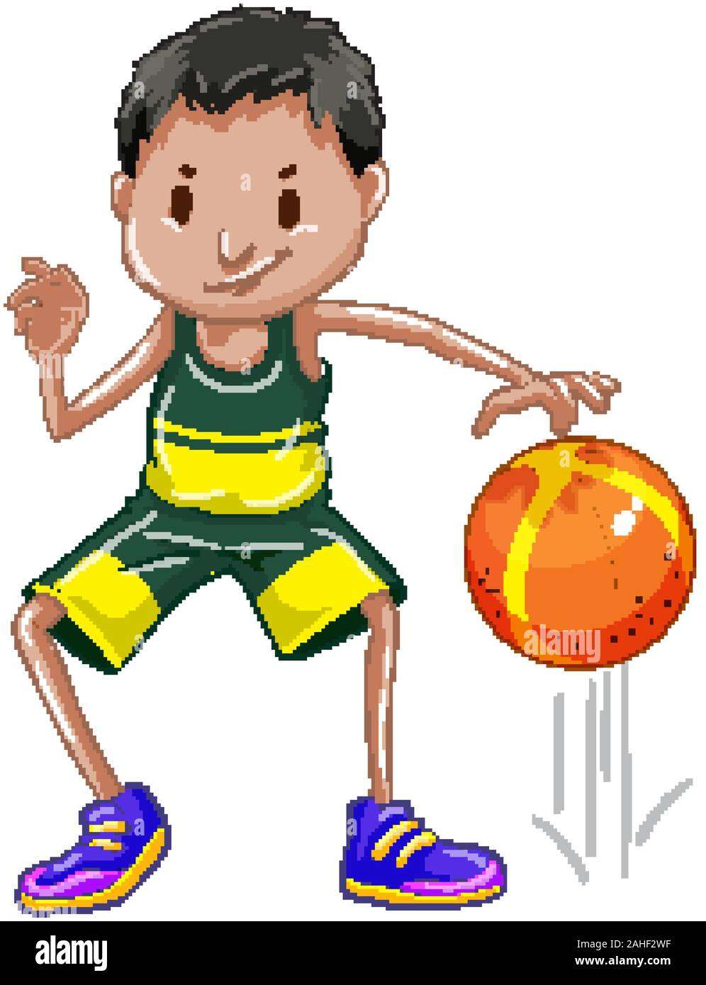 Athlete bouncing basketball on white background illustration Stock ...
