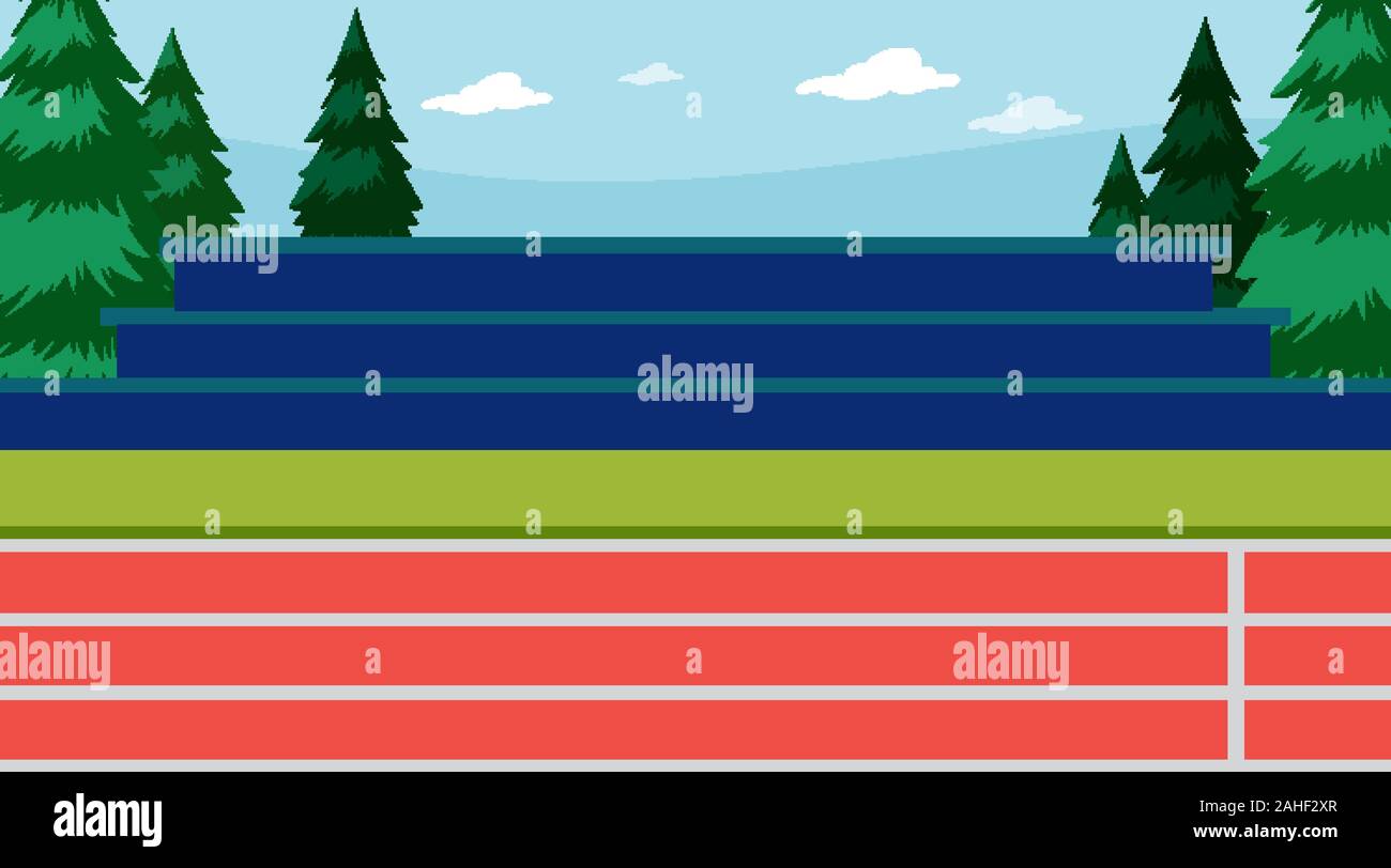 Background scene of running track with stadium illustration Stock ...