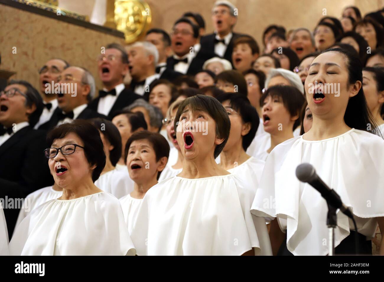 Tokyo, Japan. 29th Dec, 2019. 220 amateur chorus group members perform ...