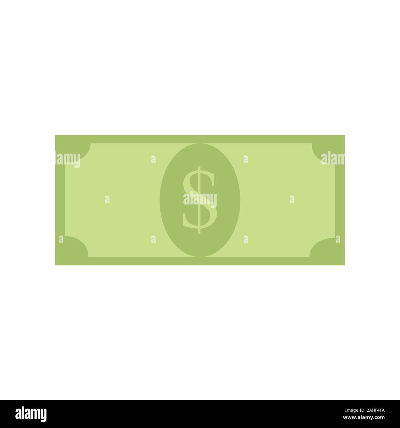 Dollar banknote cartoon isolated. Vector cash green dollar template ...
