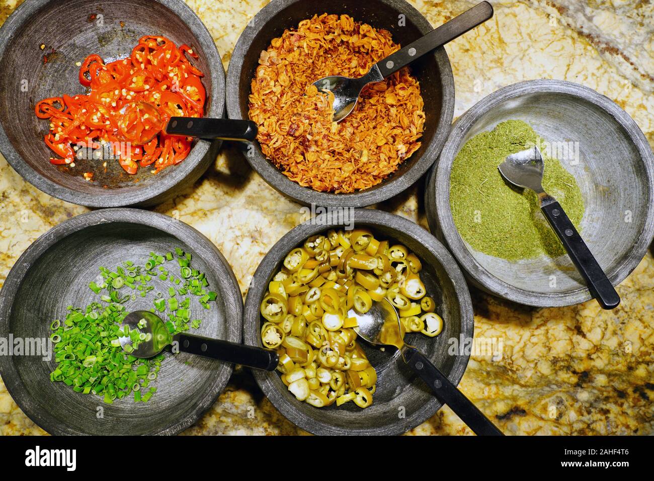 Spices and condiments for Indonesian dishes Stock Photo - Alamy