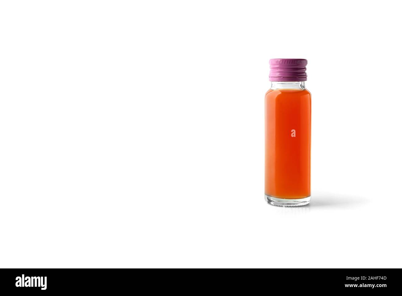Collagen drink in glass bottle isolated on white background. Beauty ...