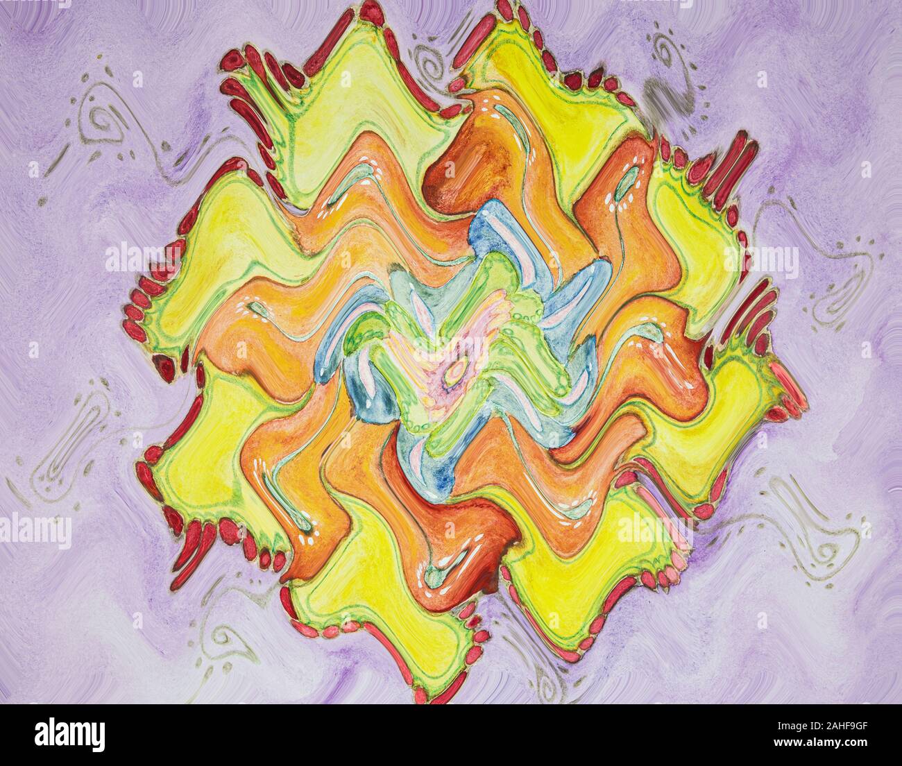 Distorted happy flower mandala. The dabbing technique near the edges ...