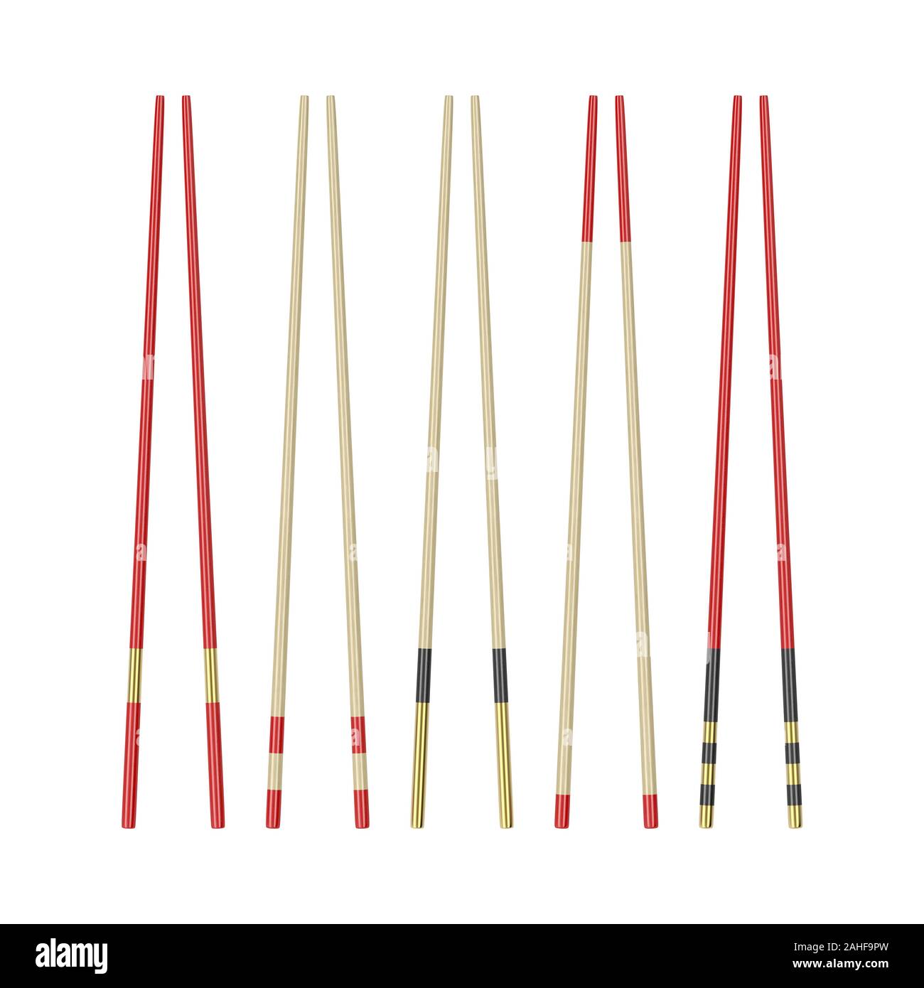 Collection of different wooden chopsticks, isolated on white background ...