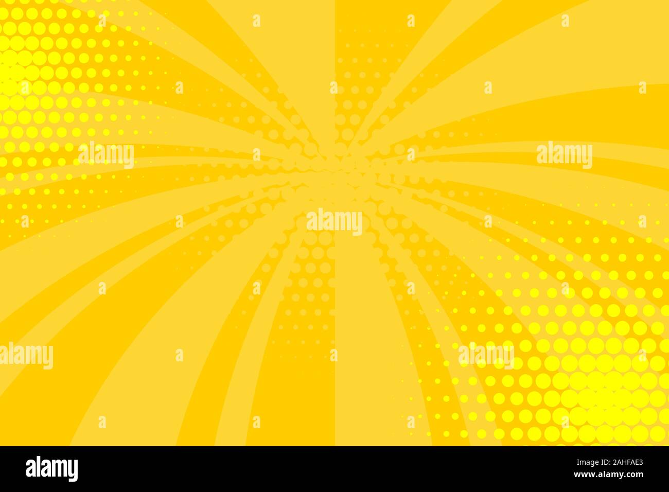 Comic yellow sunbeam background retro pop art style cartoon Stock ...