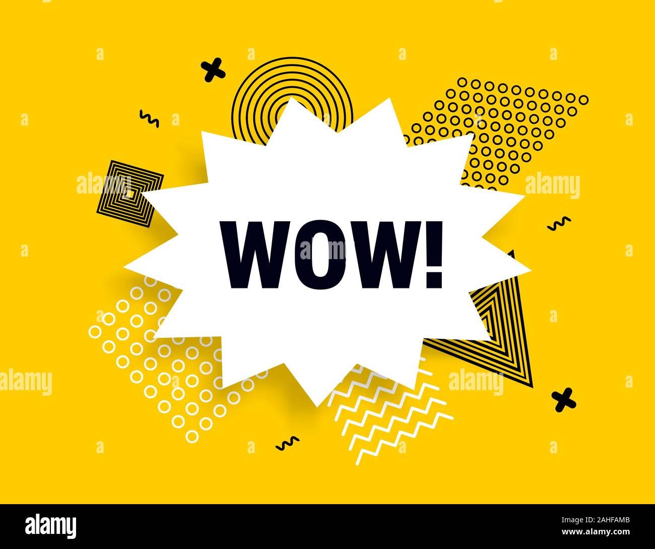 Wow speech bubble banner pop art memphis style Stock Vector Image & Art ...