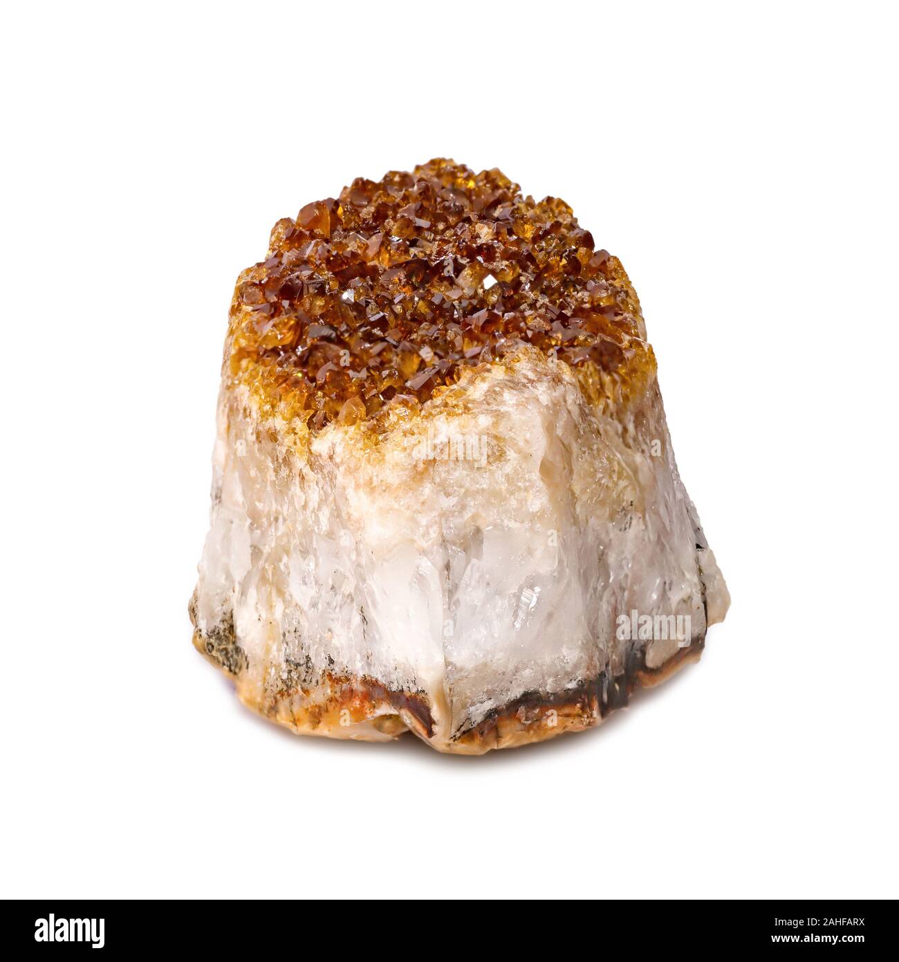 Citrine mineral close up. Stone crystals isolated on white background ...