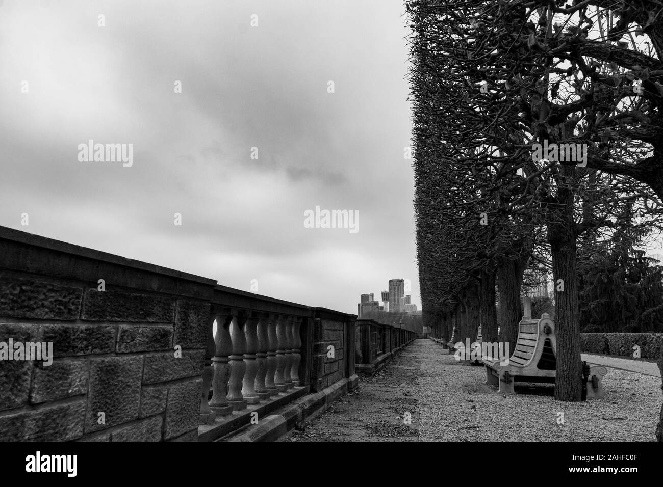 Monochrome scene in Oakes Garden Niagara Falls Canada Stock Photo - Alamy