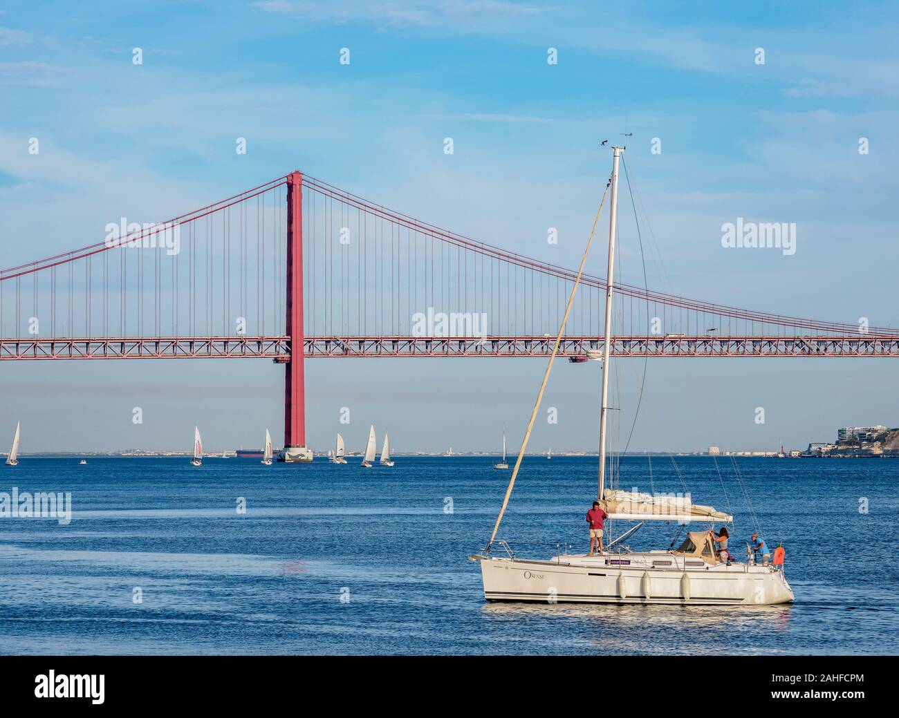 25 de Abril Bridge seen from Belem, Lisbon, Portugal Stock Photo - Alamy