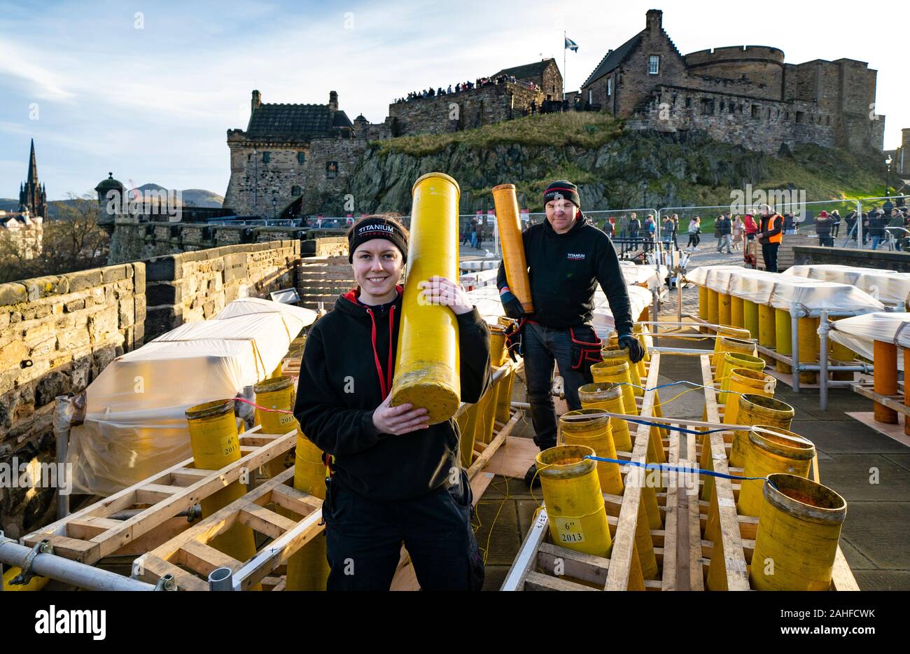 Edinburgh, Scotland, UK. 29th Dec 2019. Pyrotechnicians from Titanium ...