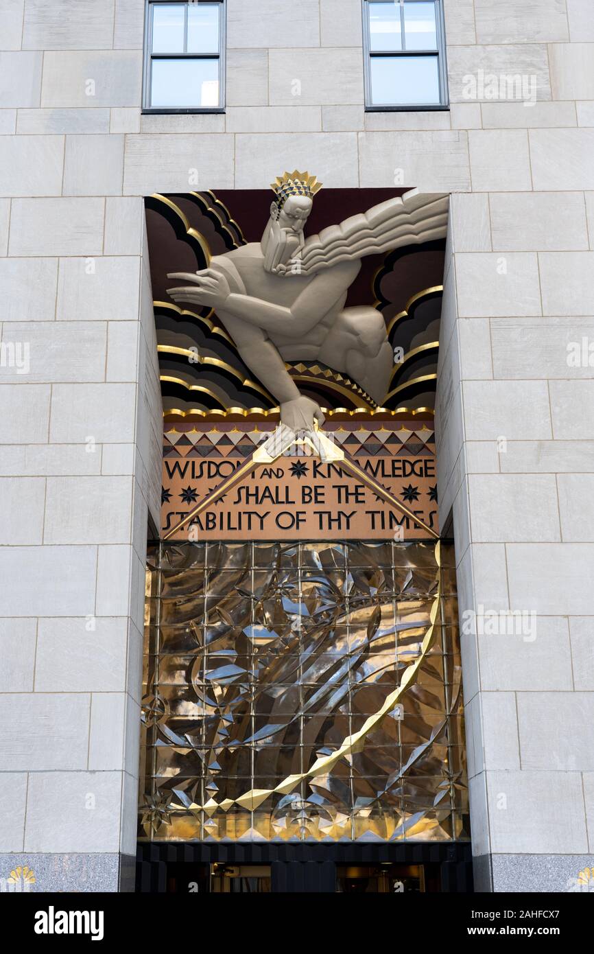 Wisdom at Rockefeller Center in New York City Stock Photo - Alamy