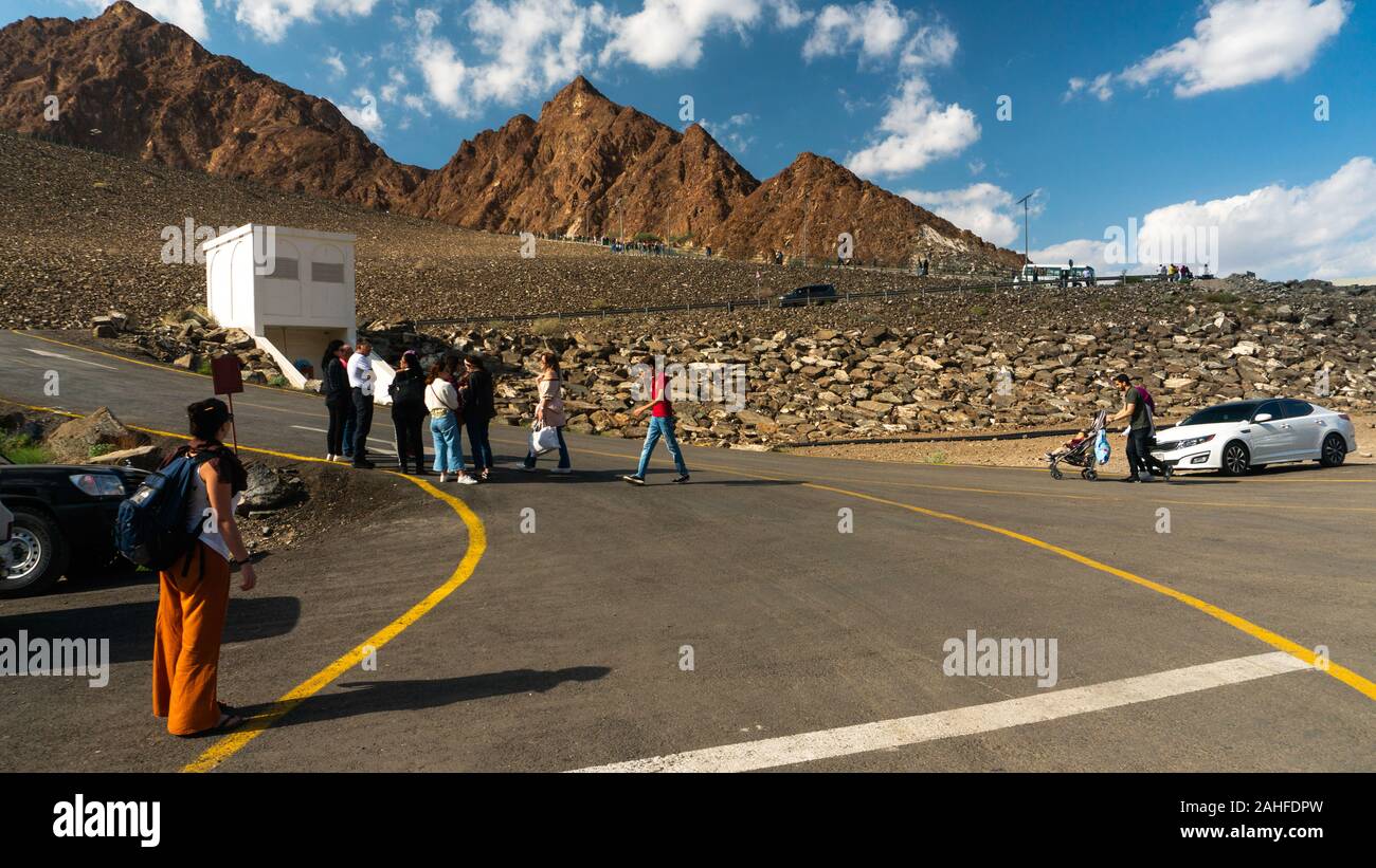 Dubai Hatta Dam, United arabic emirates - December 20th 2019: Visitors ...