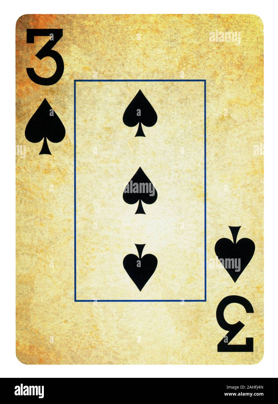 Three of Spades Vintage playing card - isolated on white (clipping path ...