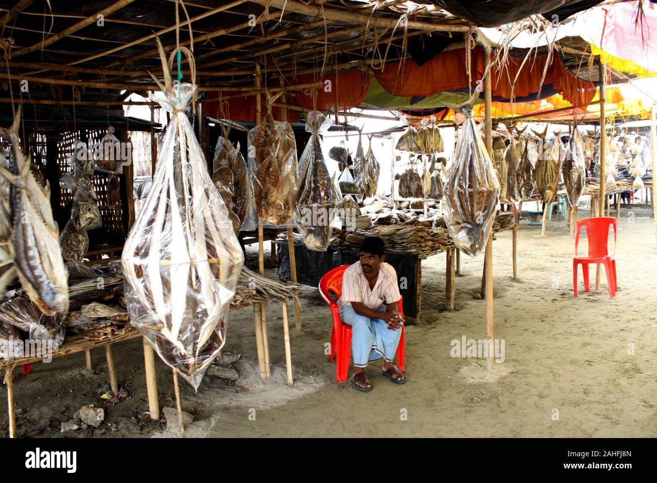 Dry fish shop at the Saint Martin's Island, locally known as Narkel ...