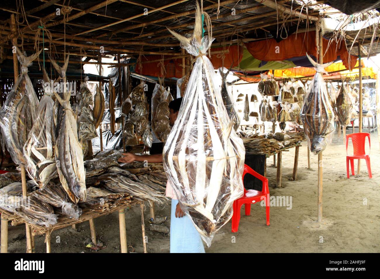 Dry fish shop at the Saint Martin's Island, locally known as Narkel ...